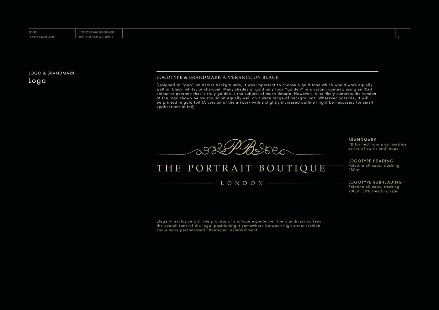 The Portrait Boutique London - Brand Identity Design - JM Graphic Design