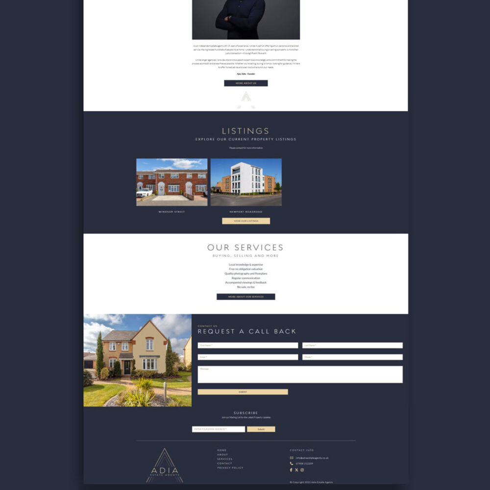 ADIA Estate Agent Website Design - JM Graphic Design