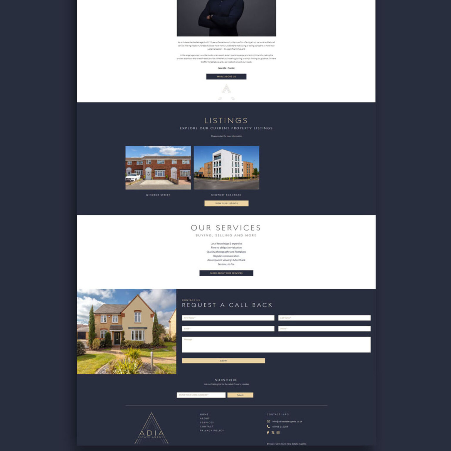 ADIA Estate Agent Website Design - JM Graphic Design